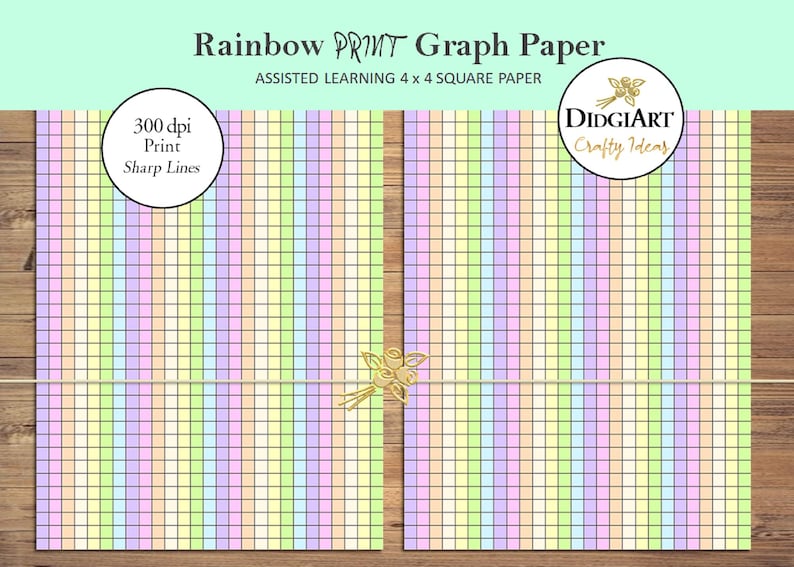 ADHD Rainbow Graph Paper, Disability, Dyslexia | 4x4 Quad Ruled ...