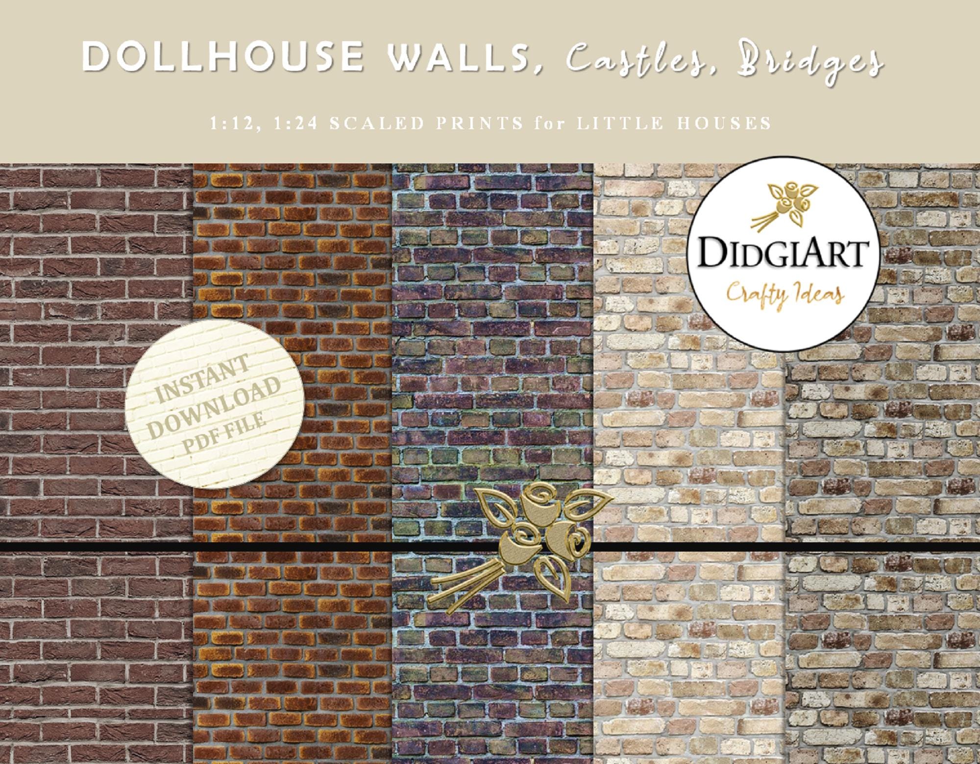 Dollhouse Wallpapers Dark Brick for Model Homes, Bridges, Castles ...