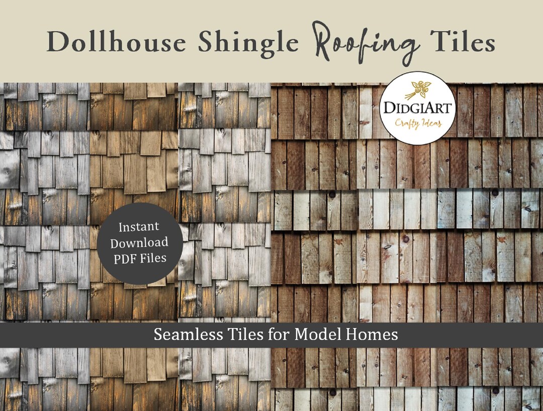 Dollhouse Wood Shingle Roofing Tiles for Model Homes | Seamless Wood 1: ...