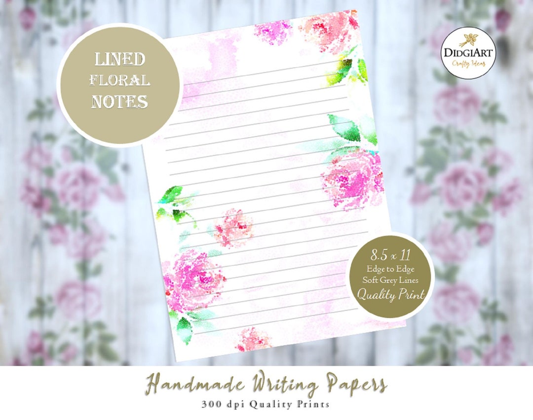 Rose Birthday Stationery Note Paper | Printable Floral Watermarked ...