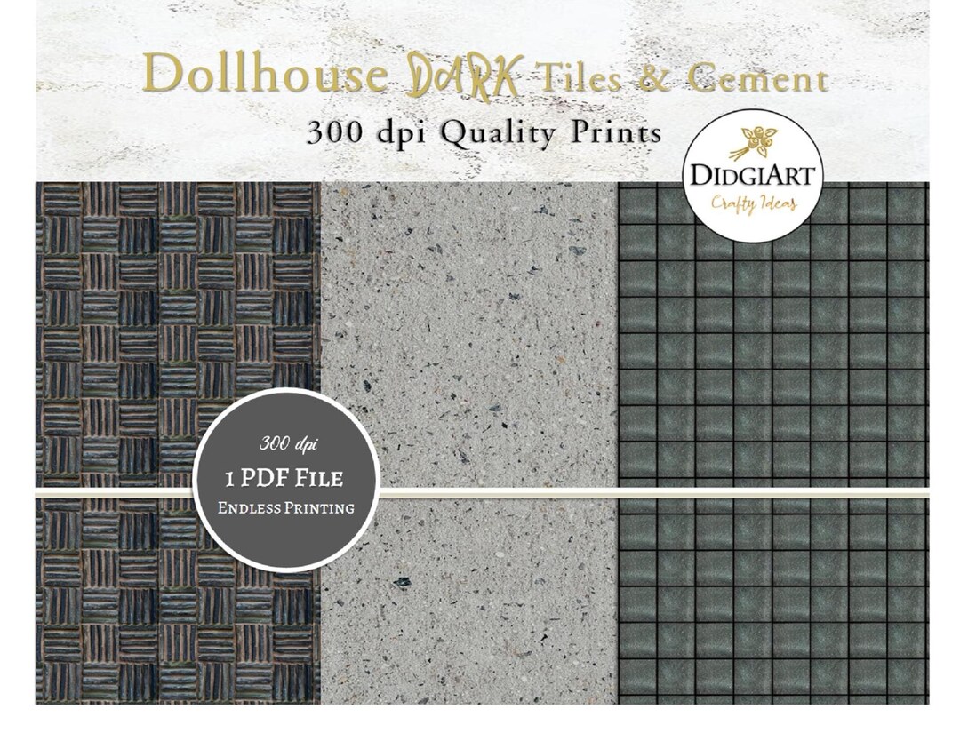 Dollhouse Dark Tile Walls and Floors for Model Homes | Real Miniature ...