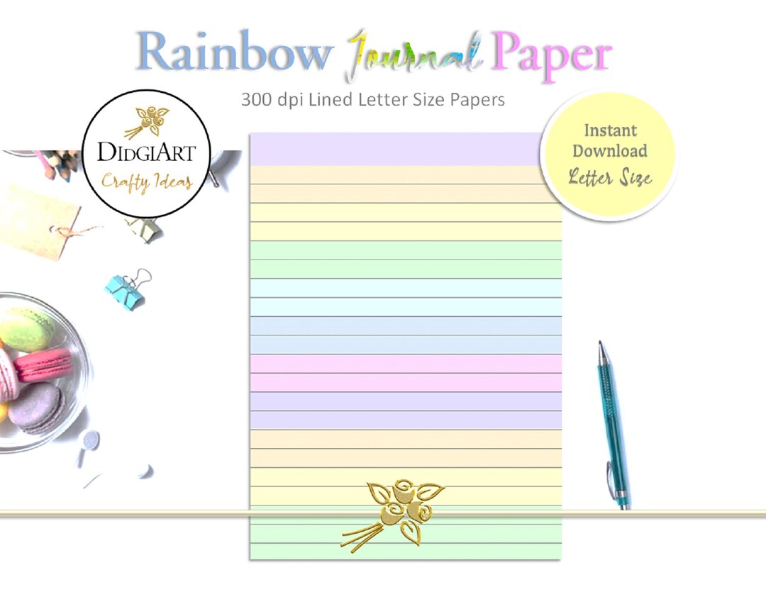 ADHD Wide Lined Rainbow Writing Paper: Journaling, Letters, School Work ...