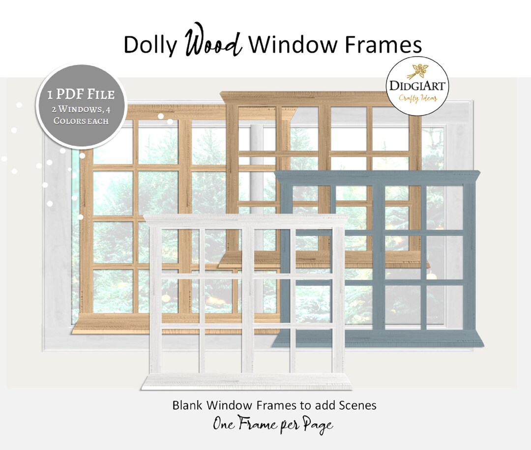 Miniature Wood Window Frames, White Wash, Pecan, Walnut, Teal ...