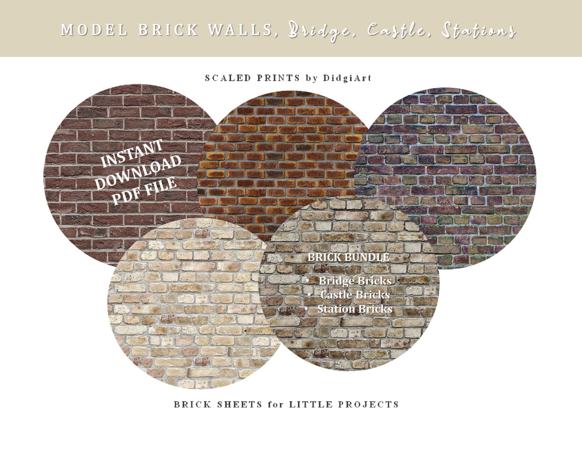 Dollhouse Wallpapers Dark Brick for Model Homes, Bridges, Castles ...