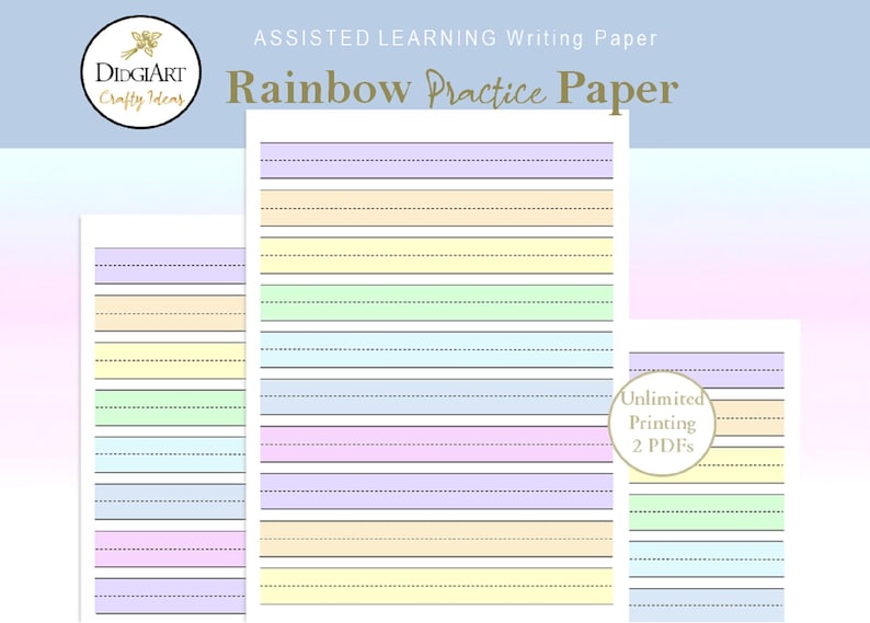 ADHD Handwriting Practice Rainbow Paper: Assisted Learning, 3/4 Inch ...