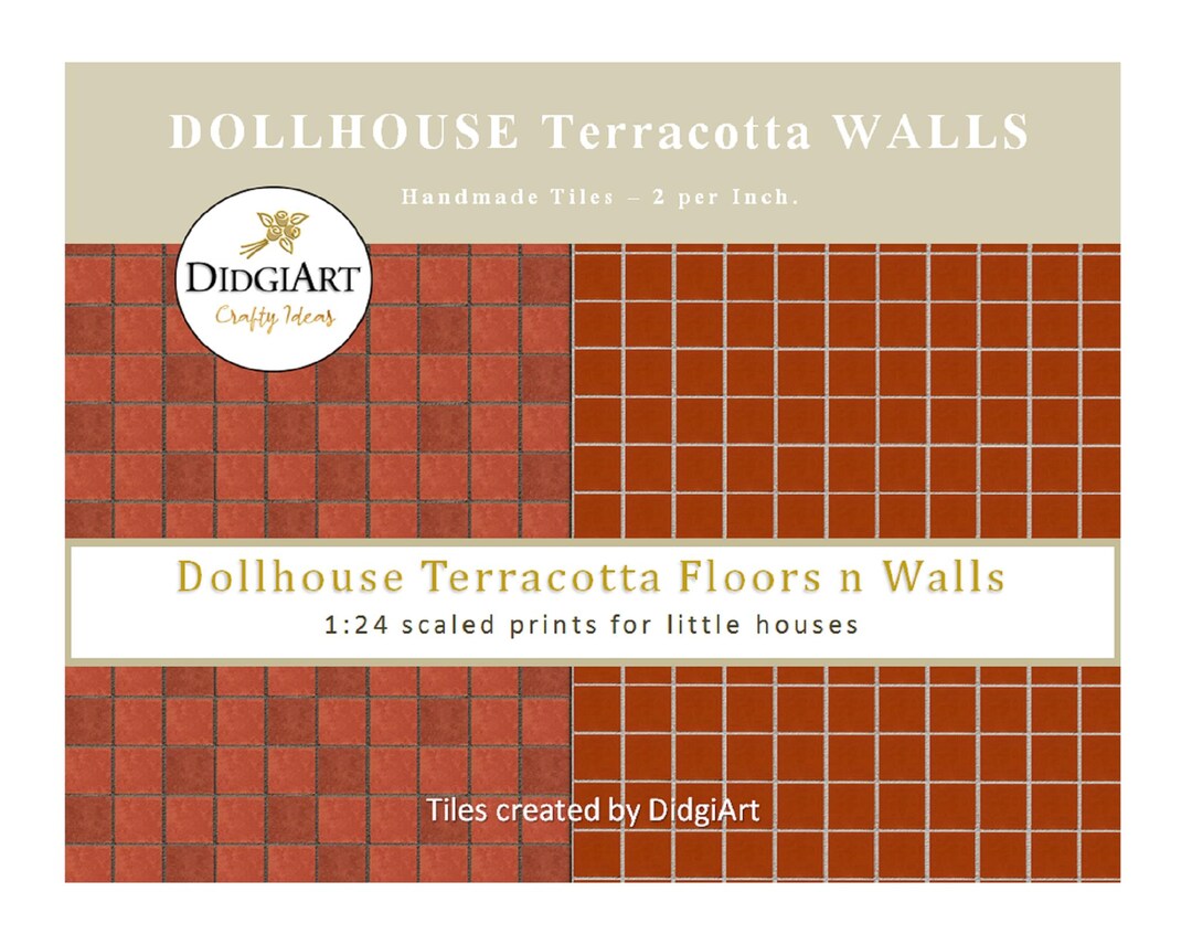 Dollhouse Terracotta Tile Wallpaper for Model Homes | Miniature ...