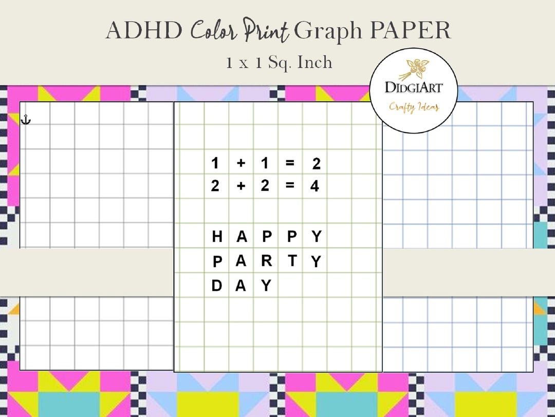 ADHD One Inch Graph Paper for Math or Quilting | 1x1 Inch Printable ...