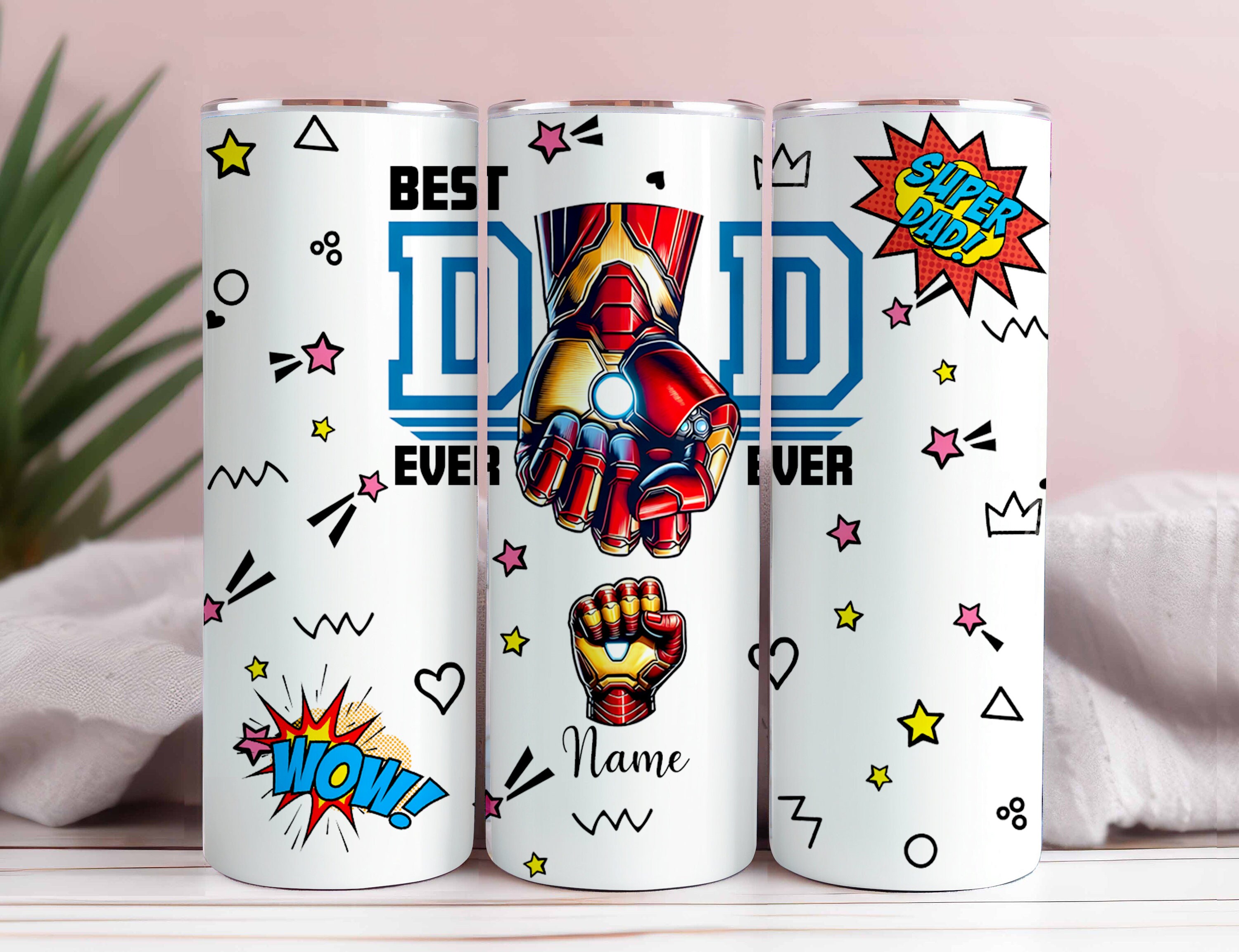 1-6 Hands Superhero Fist Bump Father's Day 20oz Tumbler Wrap Bundle ...