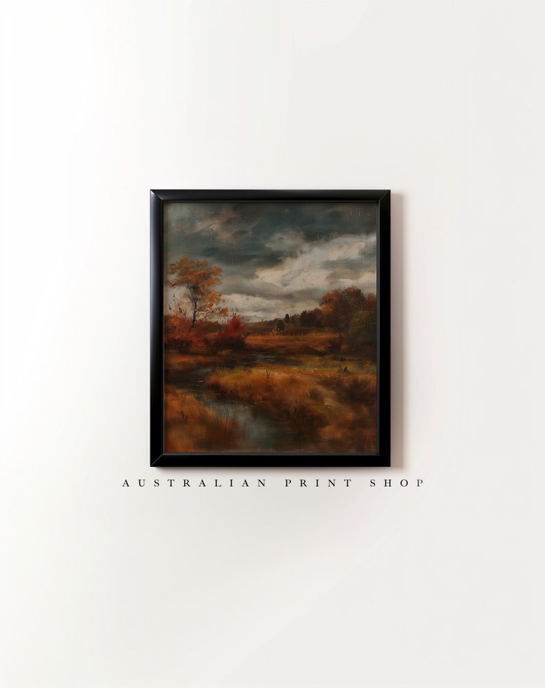 Autumn Landscape Painting Vintage Fall Scenery Print Cozy Rustic ...