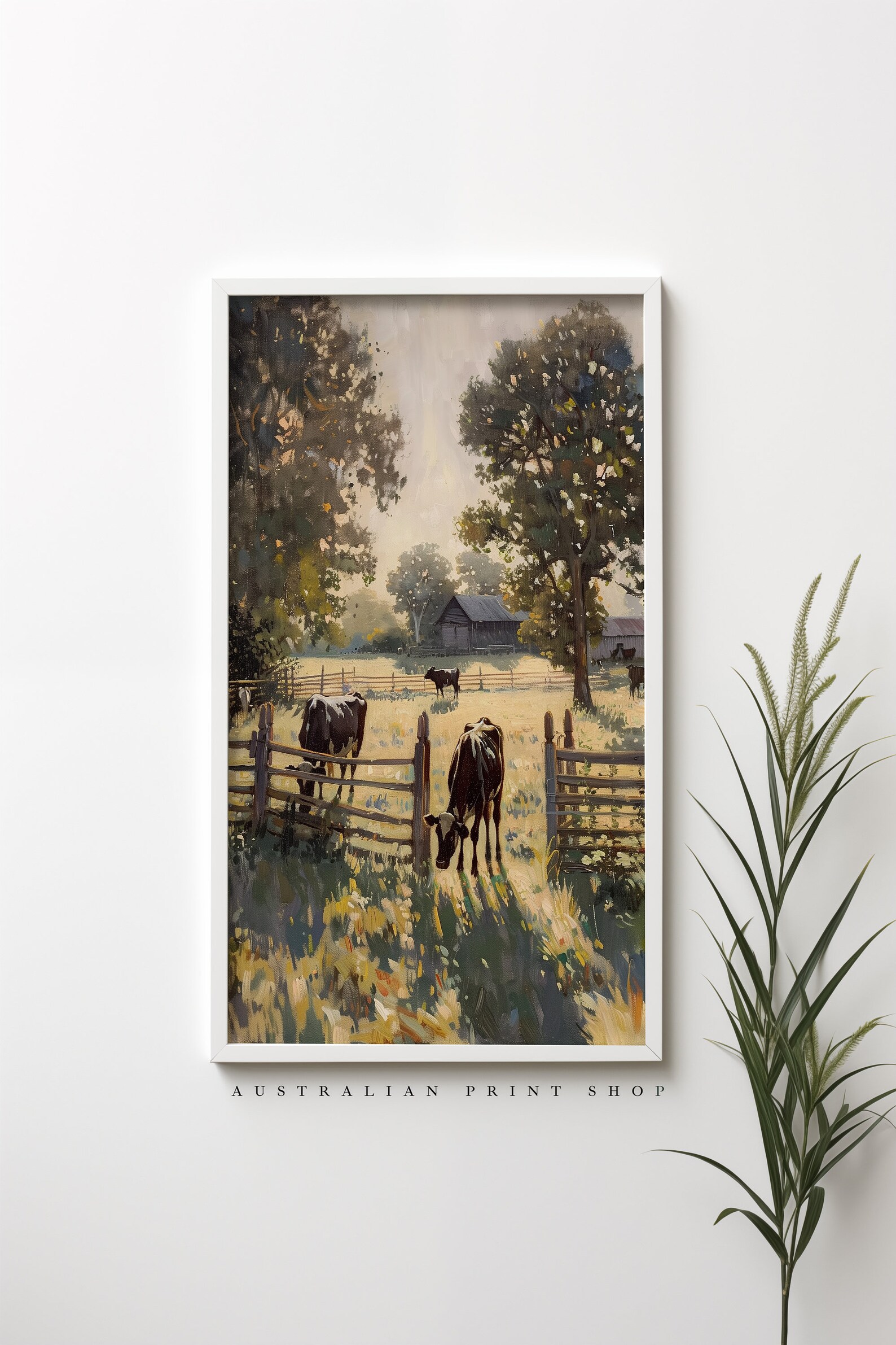 Vintage Country Cows Print Farmhouse Wall Decor Farm Painting Printable ...
