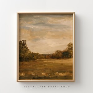 Vintage Rustic Australian Countryside Painting Muted Landscape Digital ...