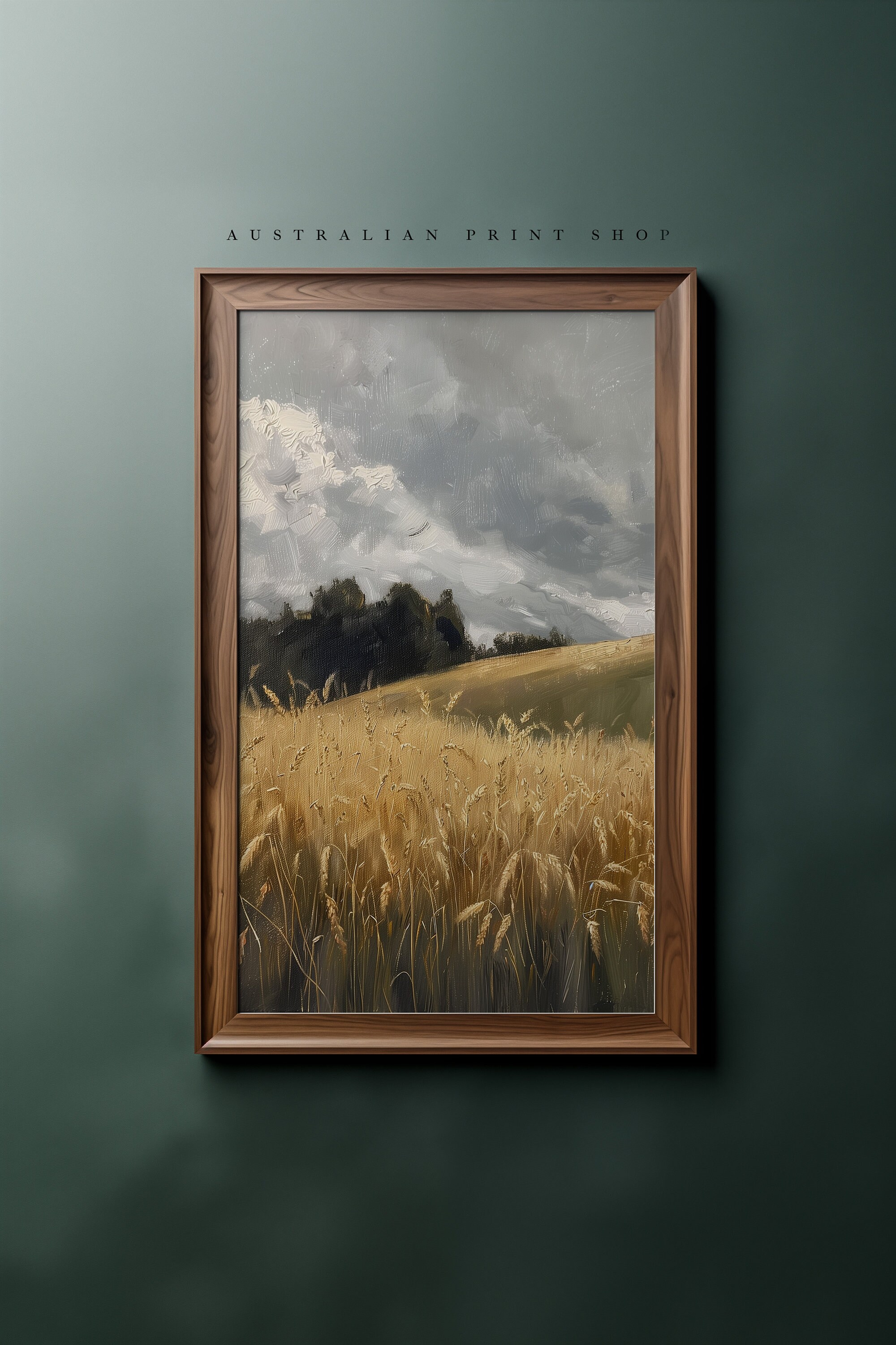 PRINTABLE Farm Wheat Field Oil Painting | Printable Country Wall Art ...