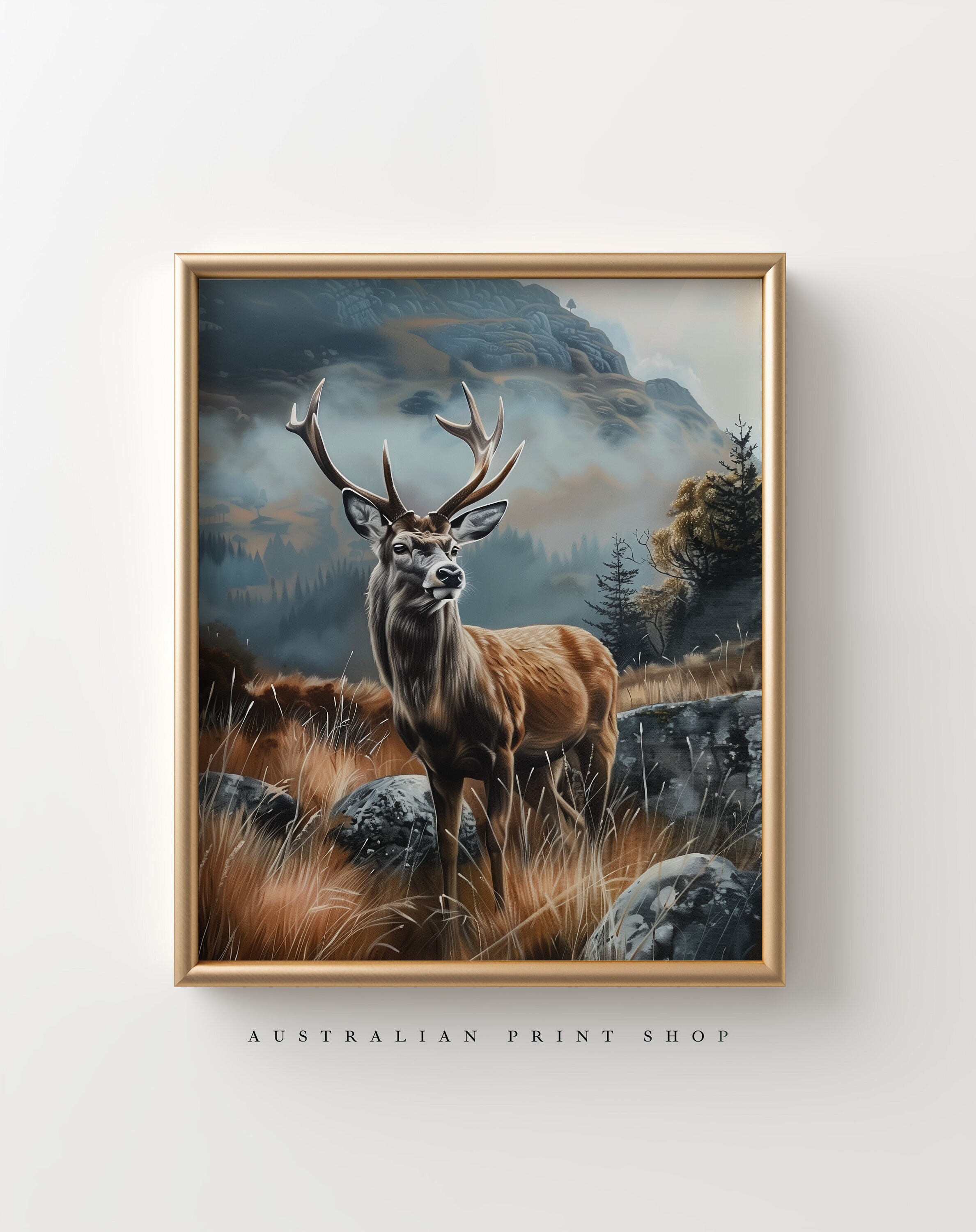 Vintage Red Deer Painting | Printable Digital Download | Nostalgic ...