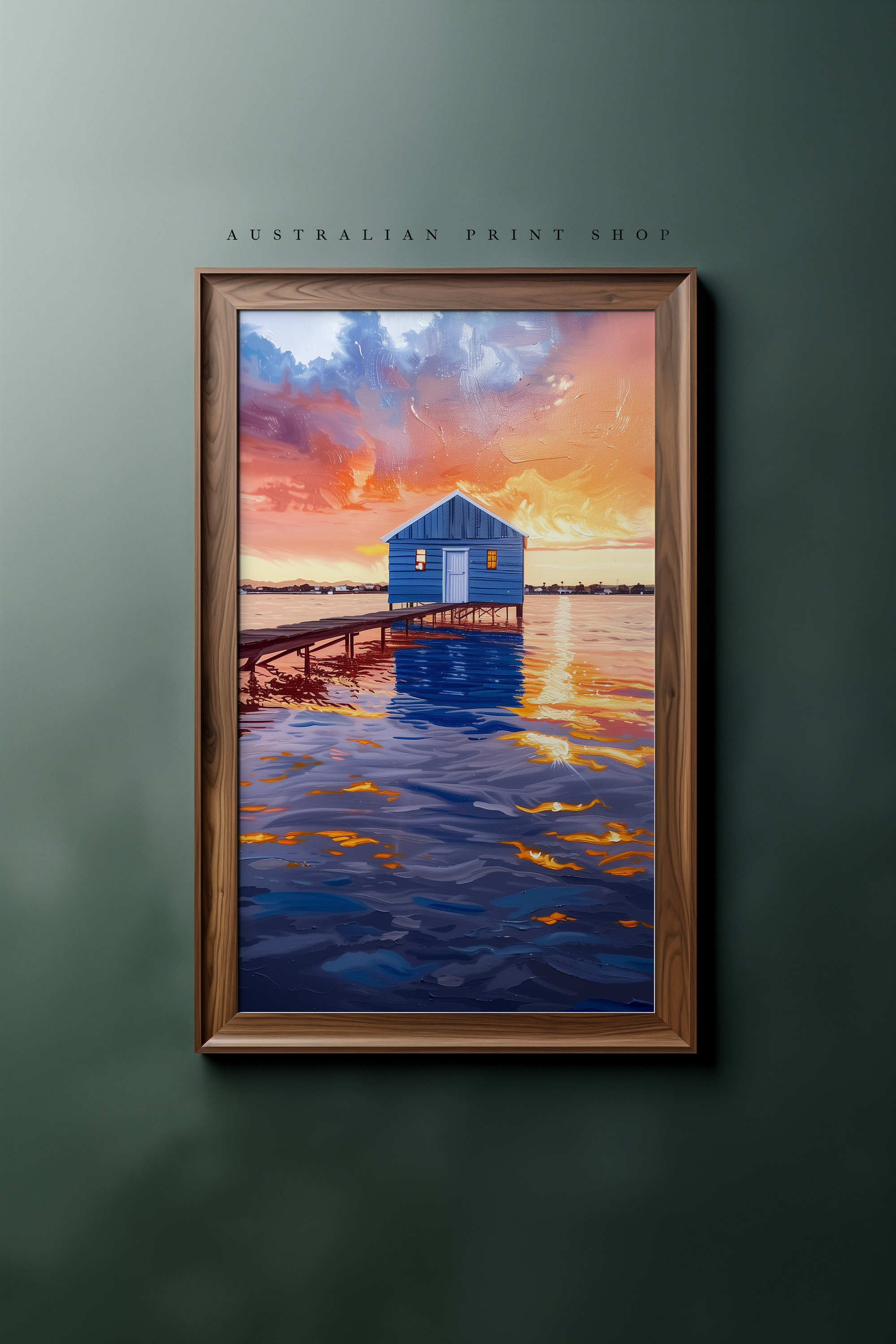 The Perth Blue Boatshed | PRINTABLE Oil Painting | Swan River Blue ...