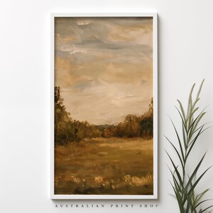 Vintage Rustic Australian Countryside Painting Muted Landscape Digital ...