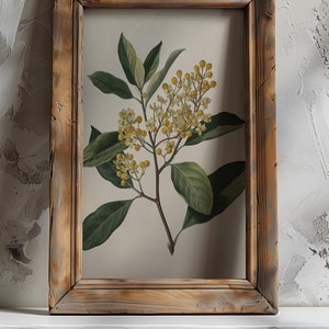 Vintage Botanical Yellow Flower Art Print Digital Download Floral ...