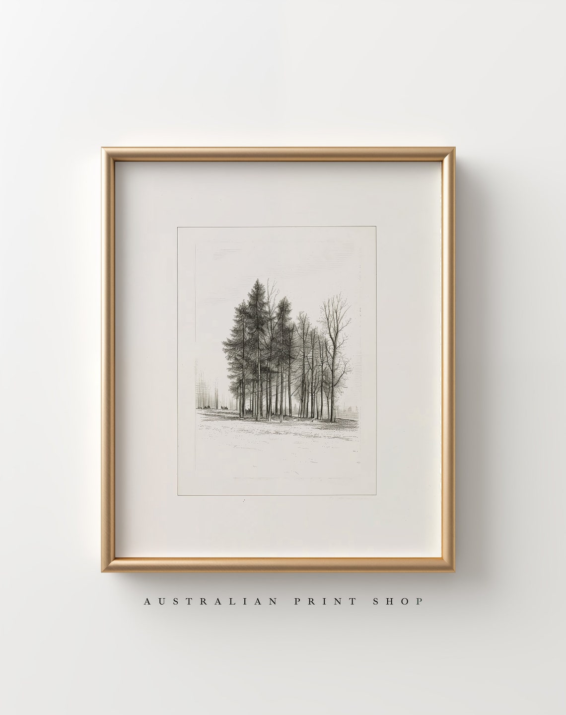 Minimalist Tree Sketch Print Vintage Tree Etching Art Neutral Line ...