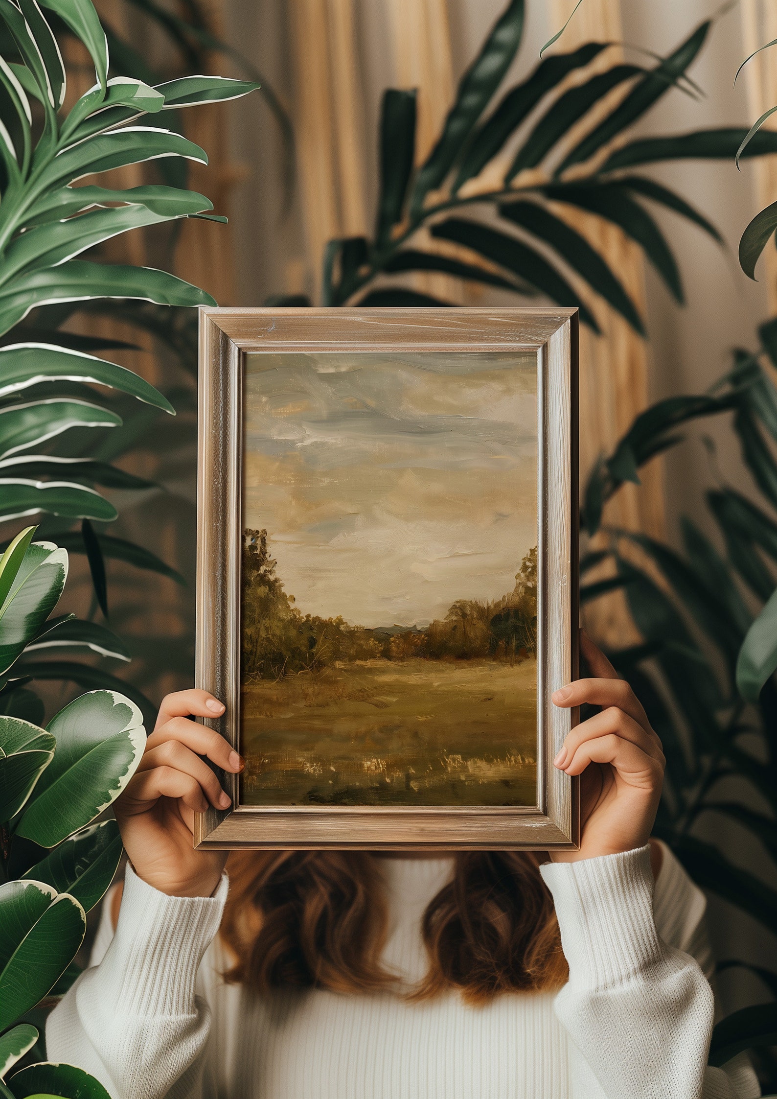 Vintage Rustic Australian Countryside Painting Muted Landscape Digital ...