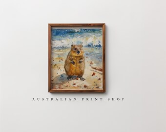QUOKKA, Rottnest Island Wildlife Poster, Endangered Australian Animal ...