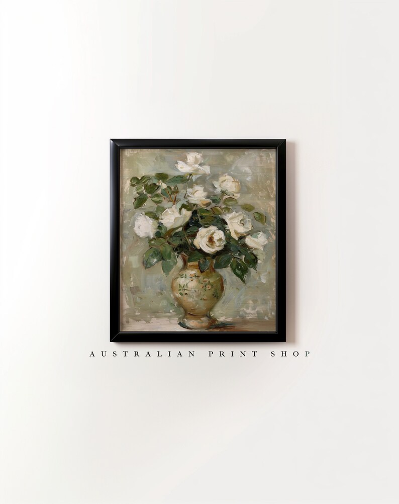 French Country White Rose Still Life Painting | Printable Country ...