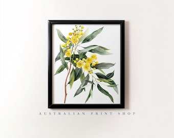 Wattle Australian Native Tree Flower Watercolour Painting Digital ...