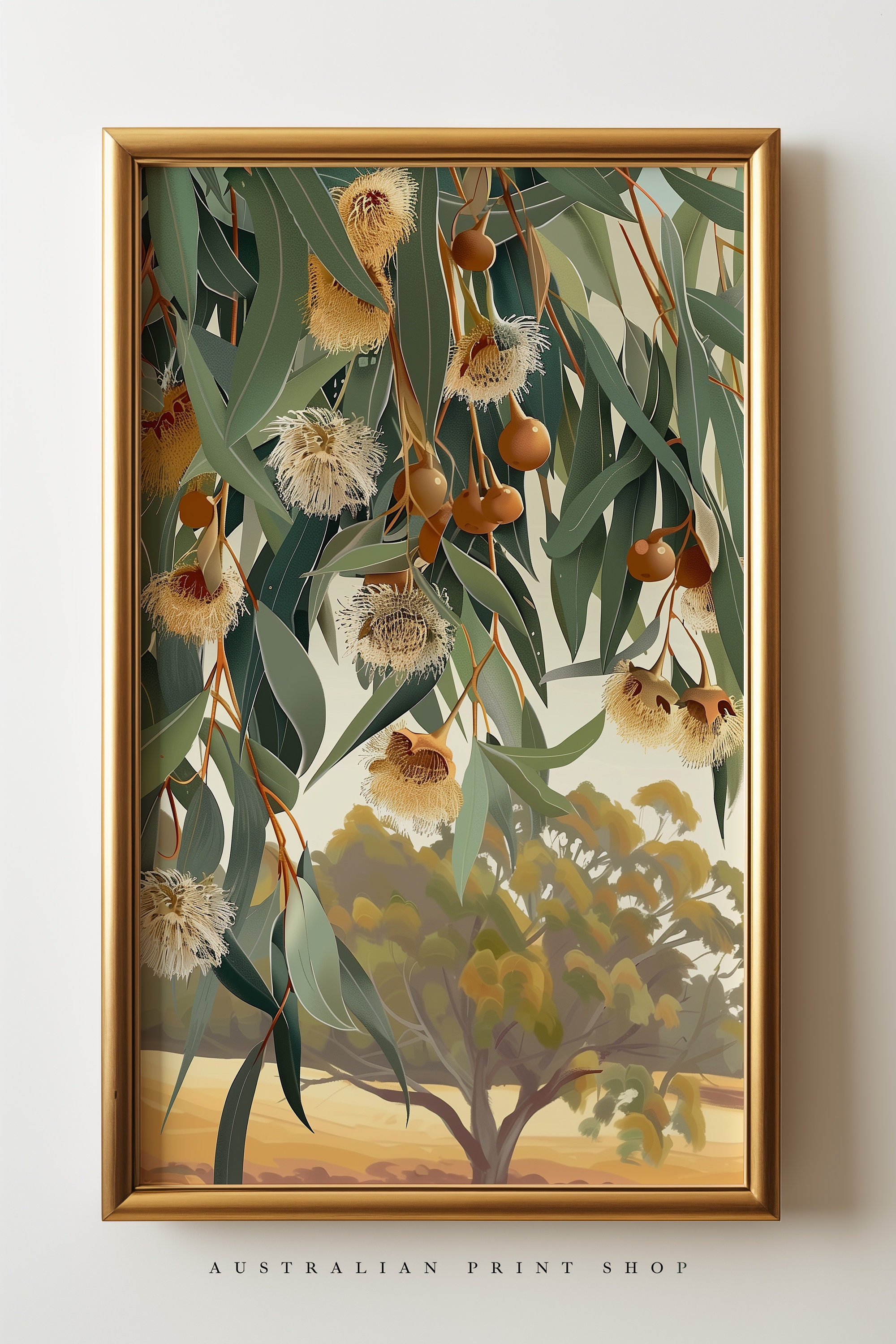 Australian Painting Gum Tree Wall Art Portrait Eucalyptus Digital ...