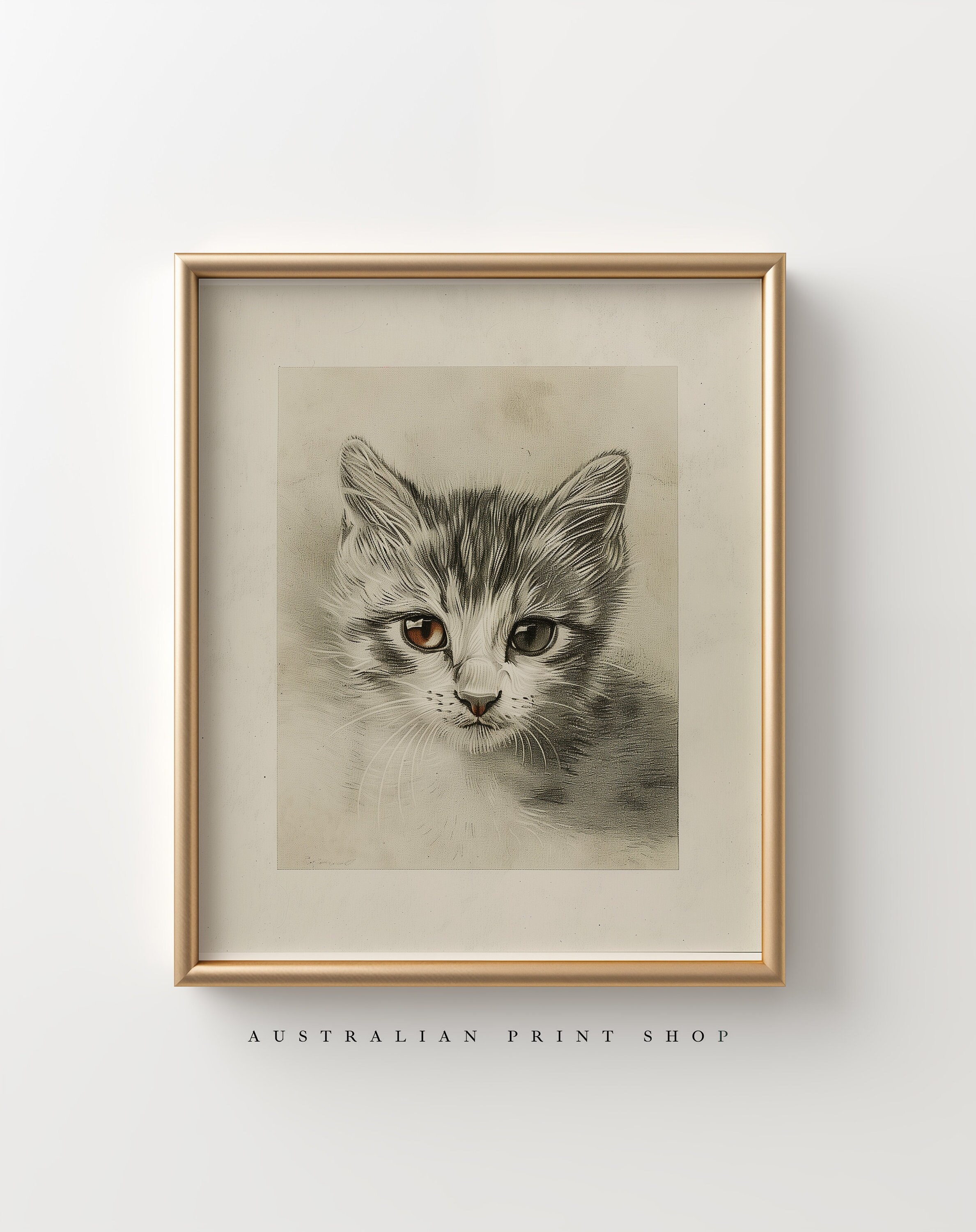 Vintage Cat Drawing | PRINTABLE Cat Art | Nursery Artwork | Farmhouse ...