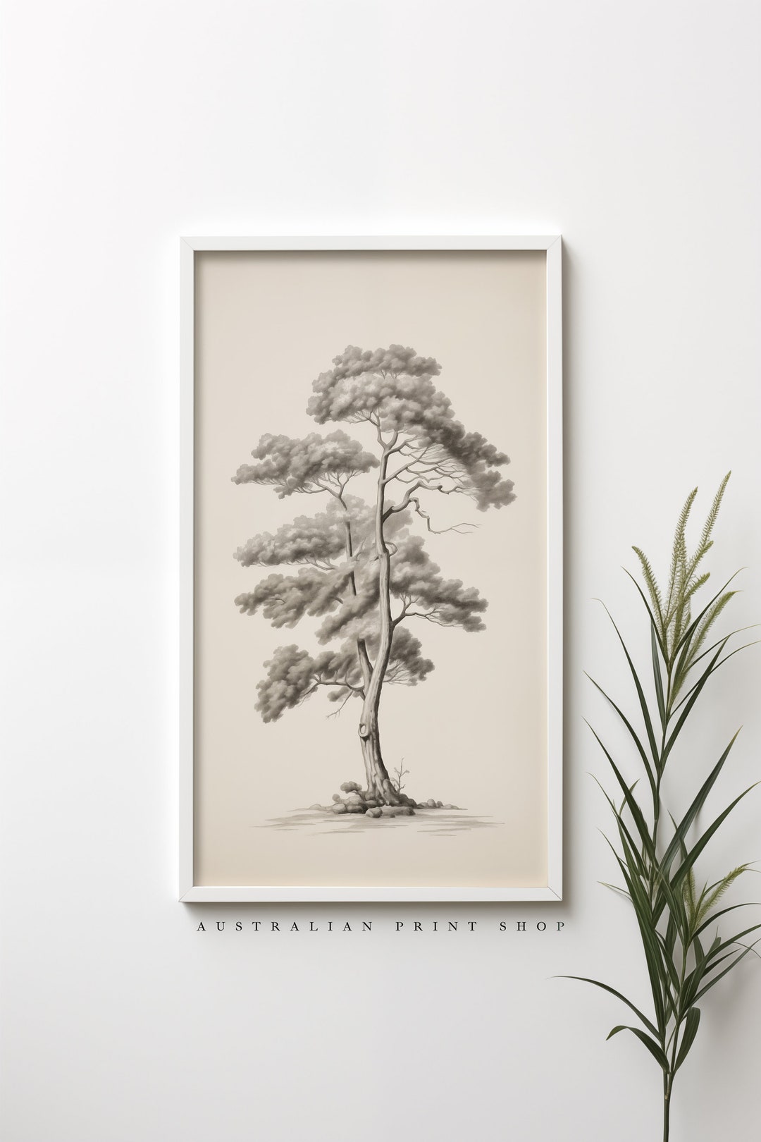 Minimalist Tree Sketch Print | Vintage Tree Etching Art | Neutral Line ...