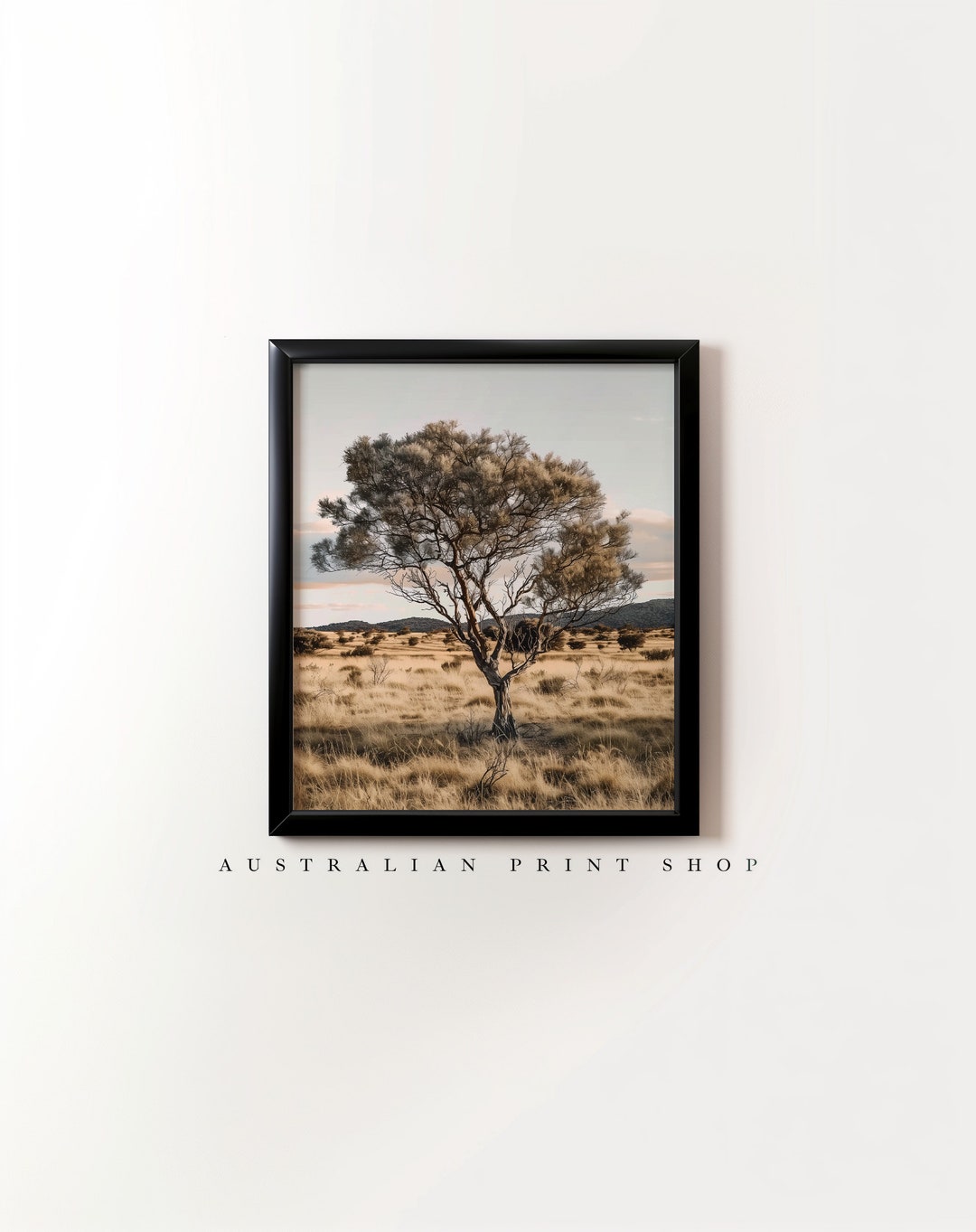 Australian Outback Oasis Landscape Wall Art Print Desert Tree ...