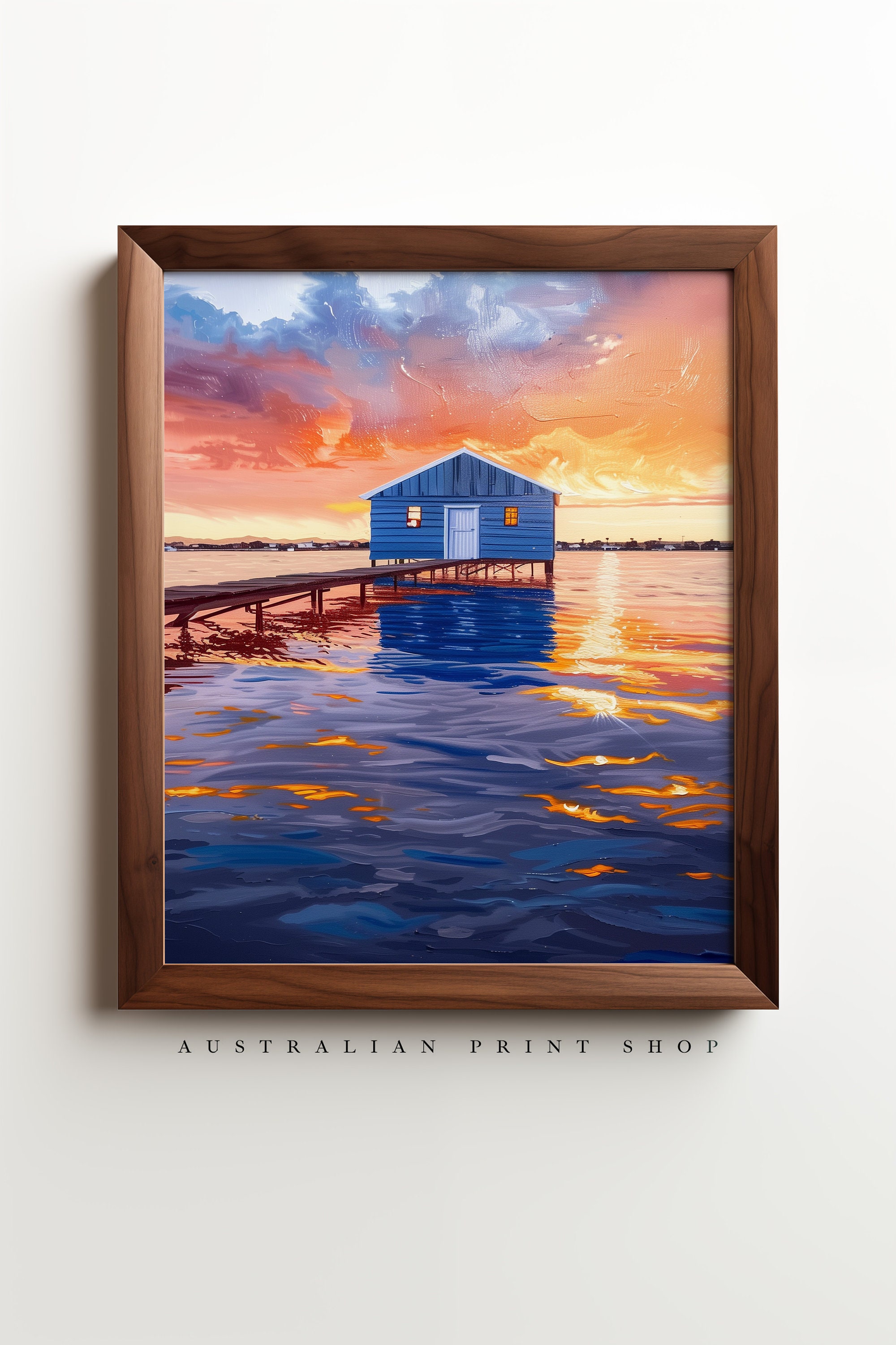 The Perth Blue Boatshed PRINTABLE Oil Painting Swan River Blue Building ...