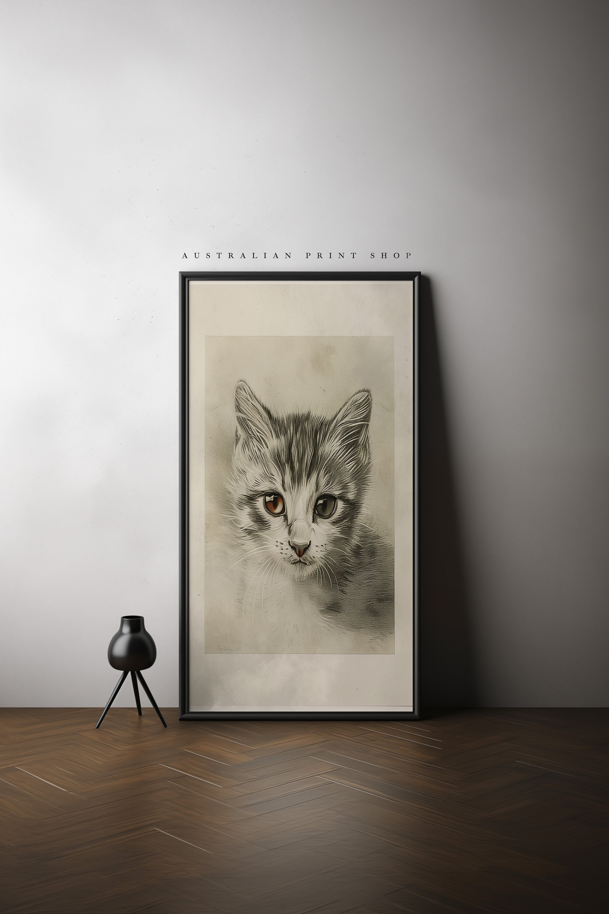 Vintage Cat Drawing | PRINTABLE Cat Art | Nursery Artwork | Farmhouse ...