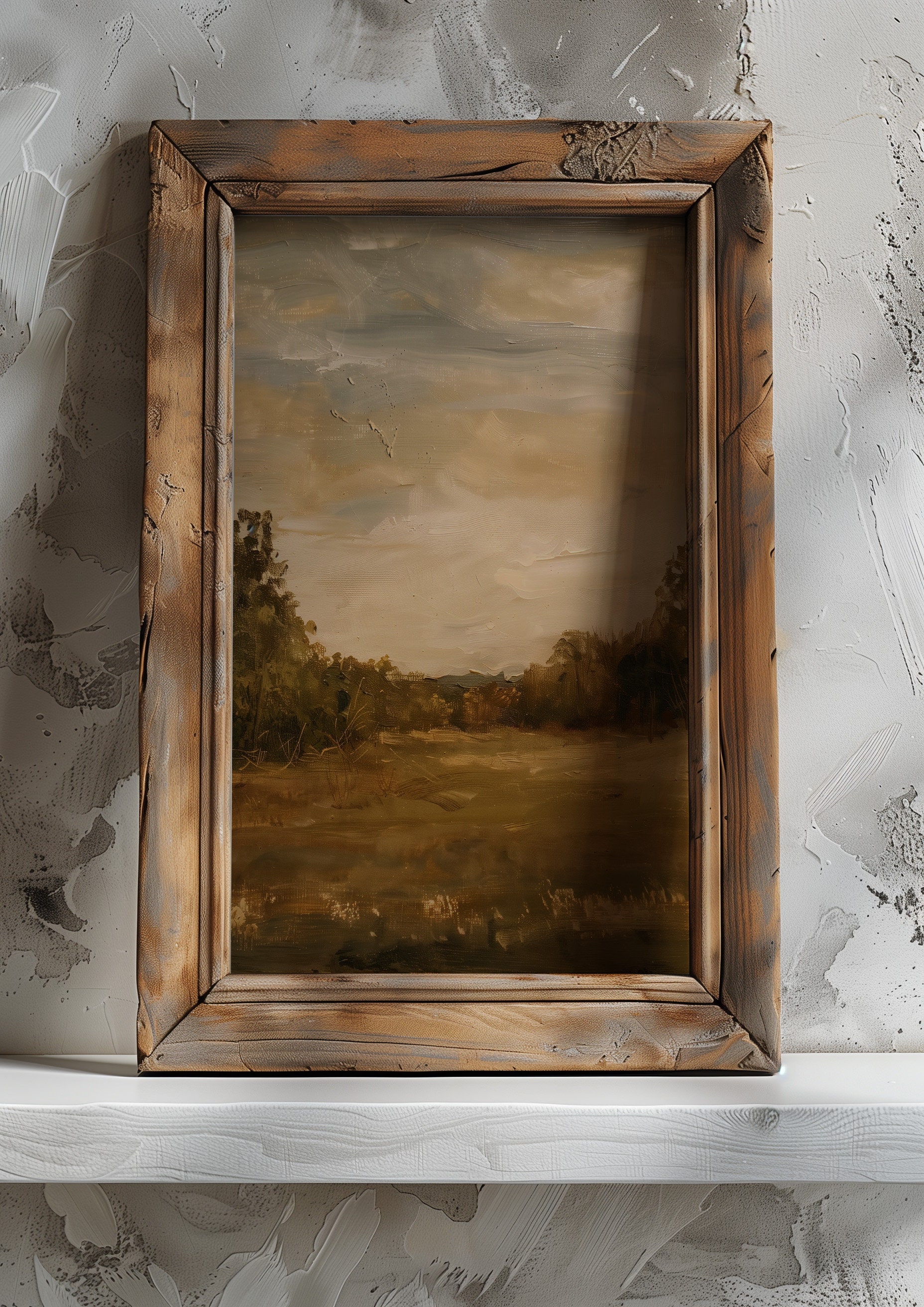 Vintage Rustic Australian Countryside Painting Muted Landscape Digital ...