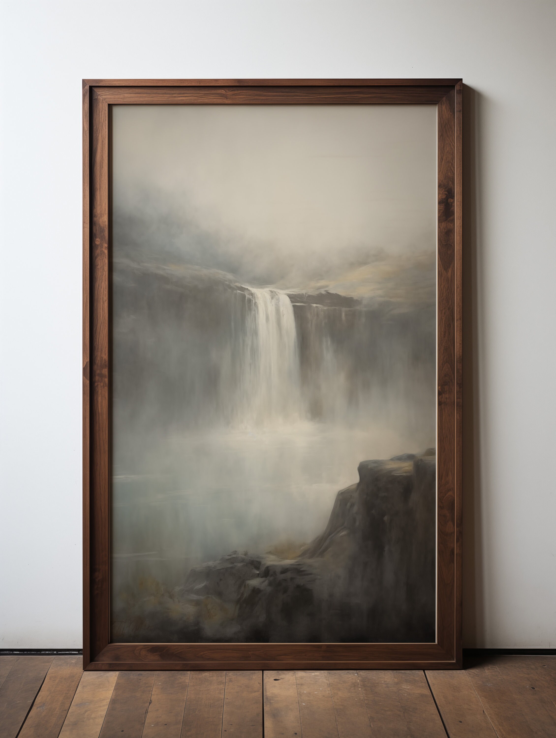 PRINTABLE Vintage Australian Waterfall Art Neutral Tones Digital ...