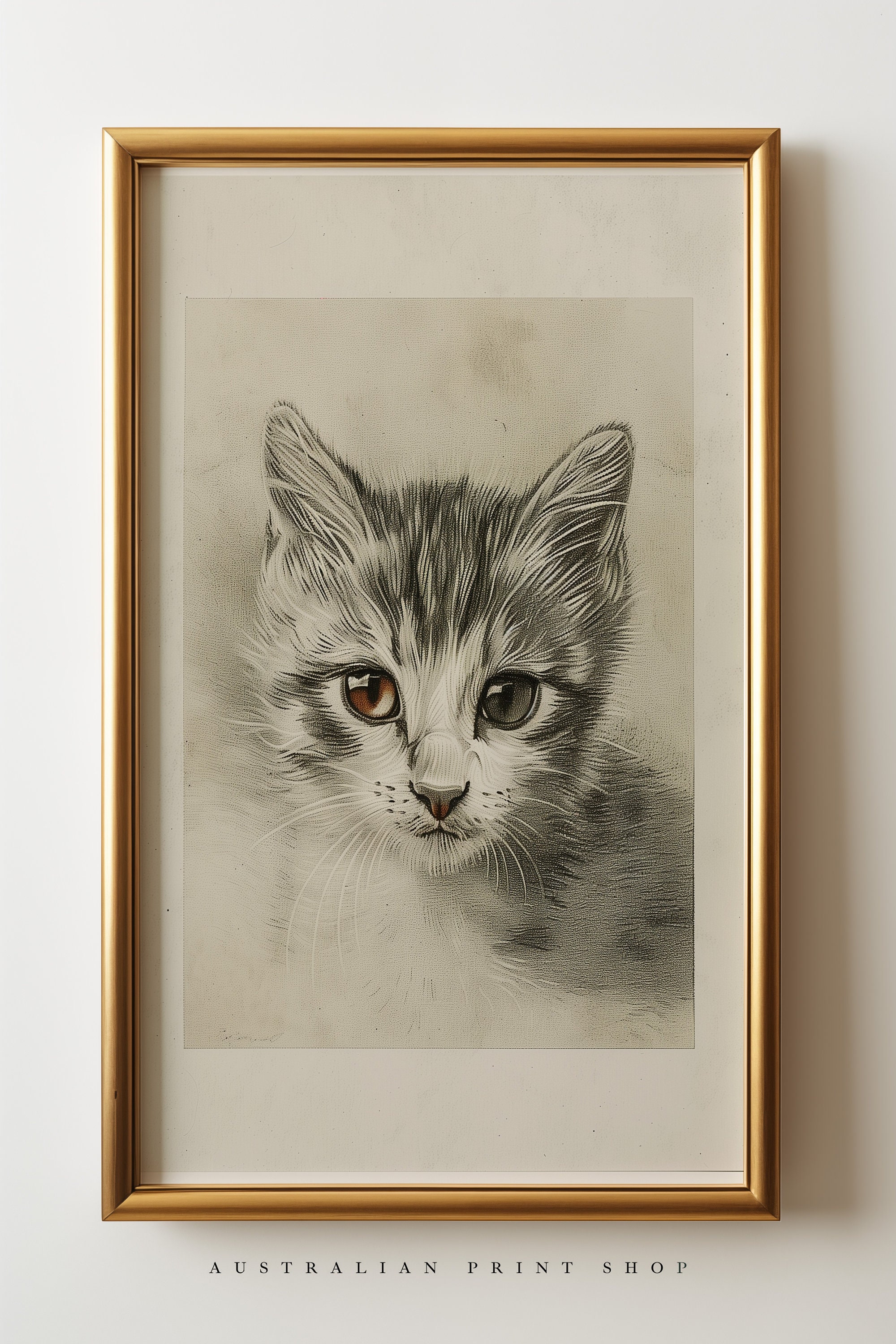 Vintage Cat Drawing | PRINTABLE Cat Art | Nursery Artwork | Farmhouse ...