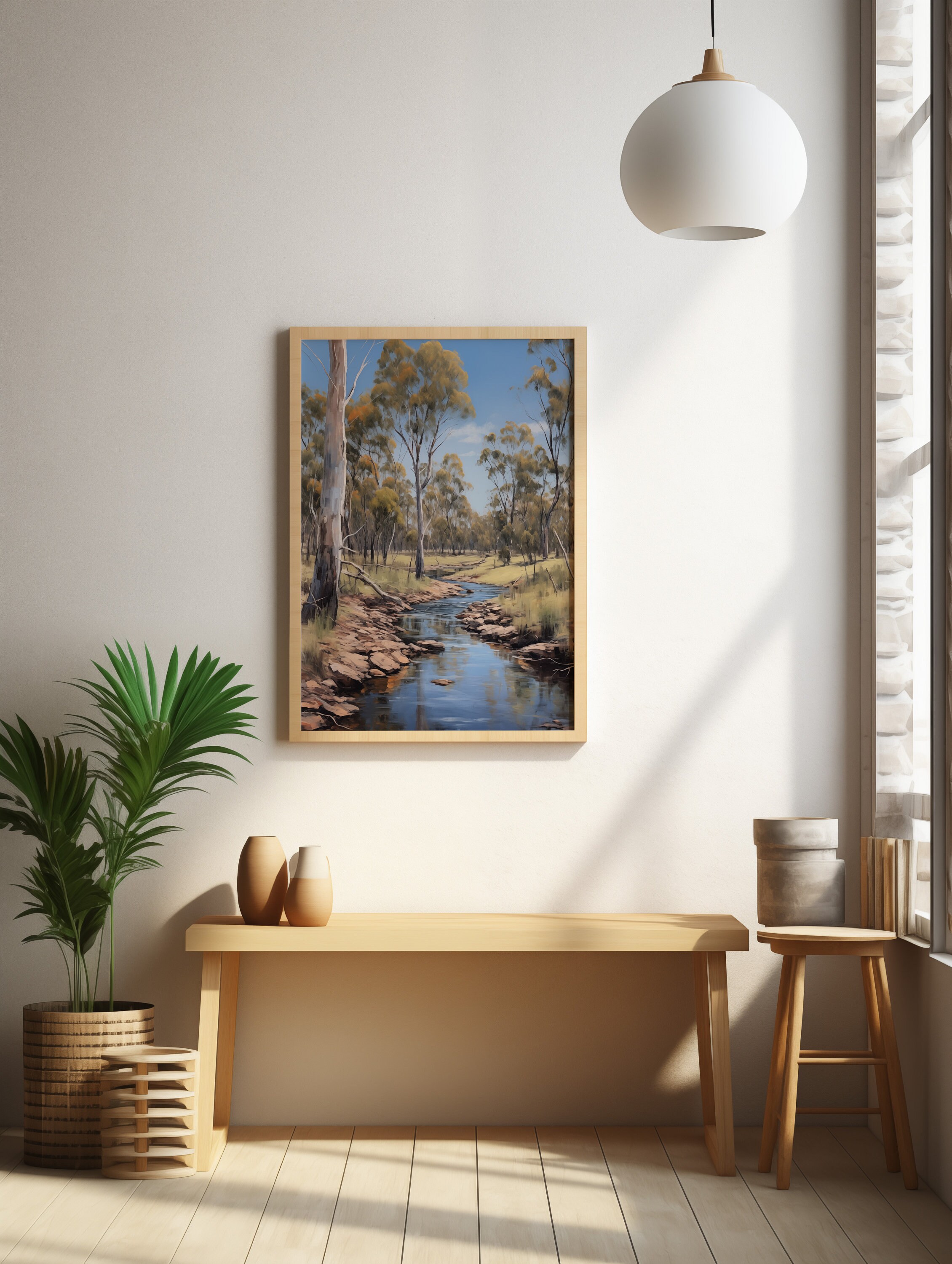 Australian Oil Painting Old Gum Tree Creek Digital Art Australian ...