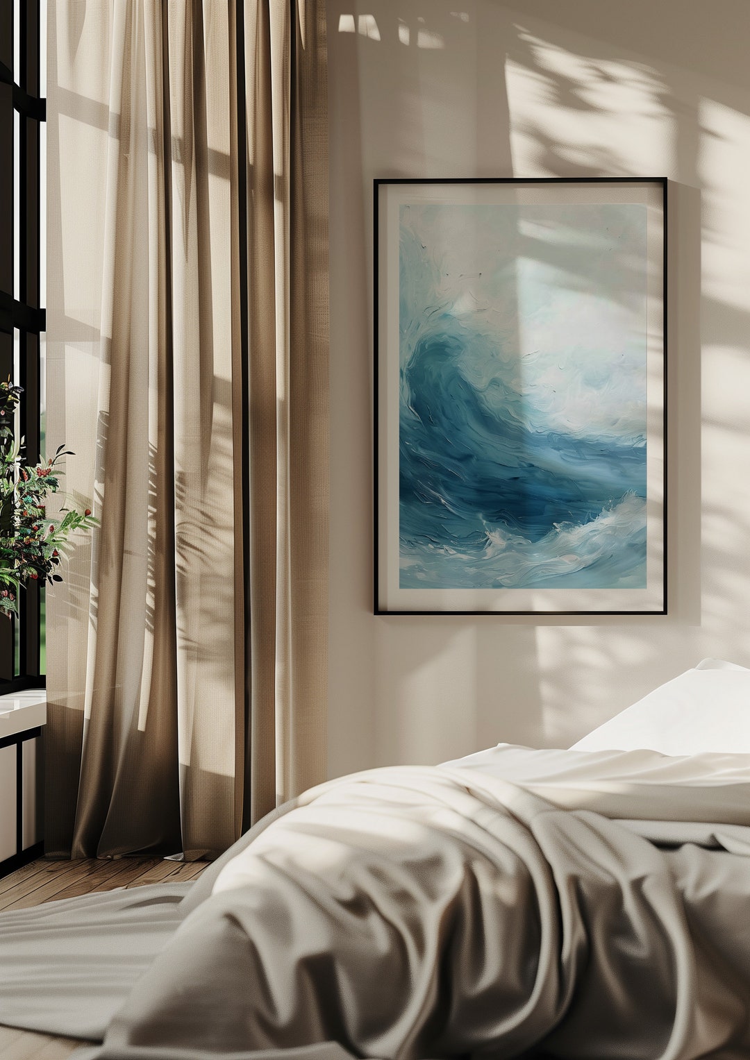 Ocean Wave Abstract Minimalist Sea Summer Painting Cool Toned Art ...