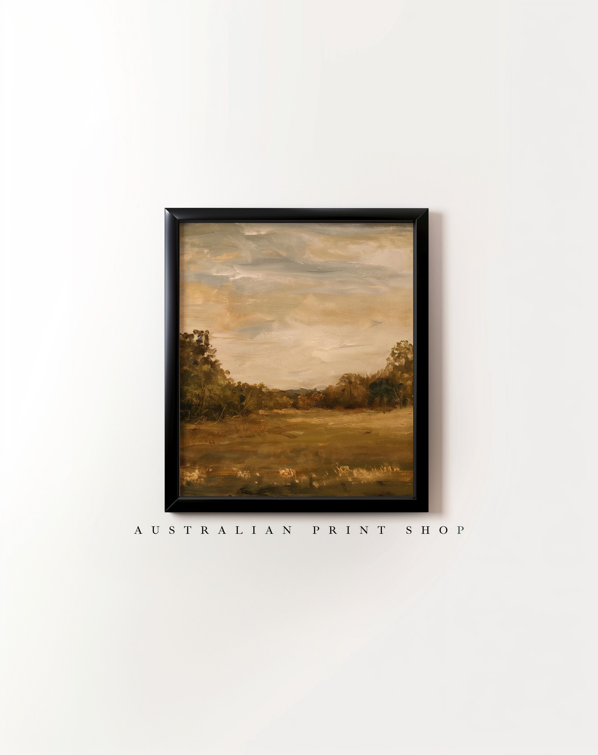 Vintage Rustic Australian Countryside Painting Muted Landscape Digital ...