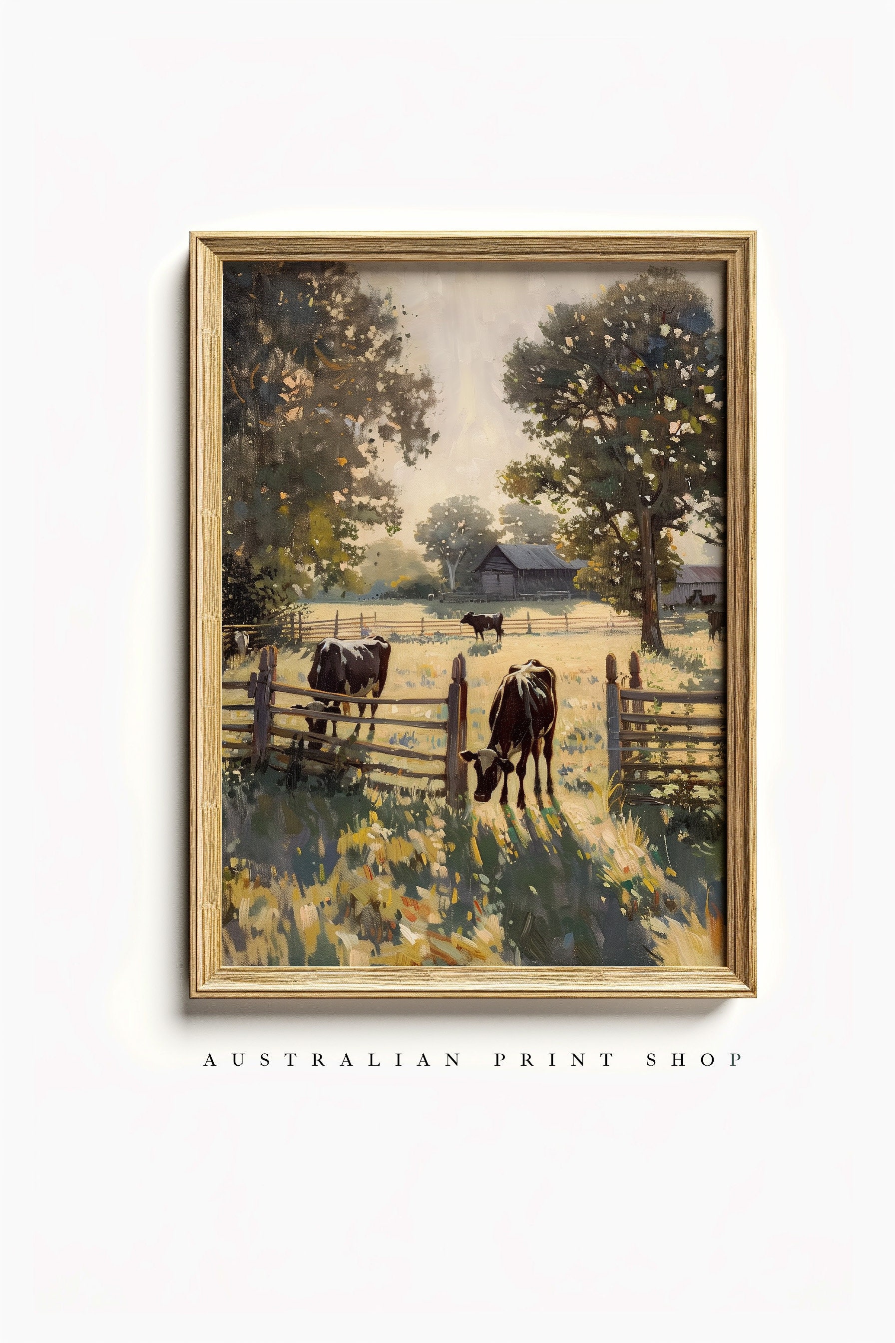 Vintage Country Cows Print Farmhouse Wall Decor Farm Painting Printable ...