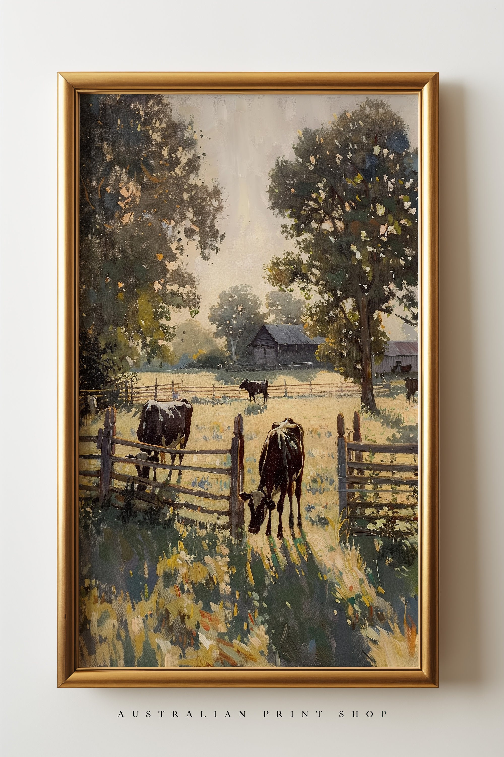Vintage Country Cows Print Farmhouse Wall Decor Farm Painting Printable ...
