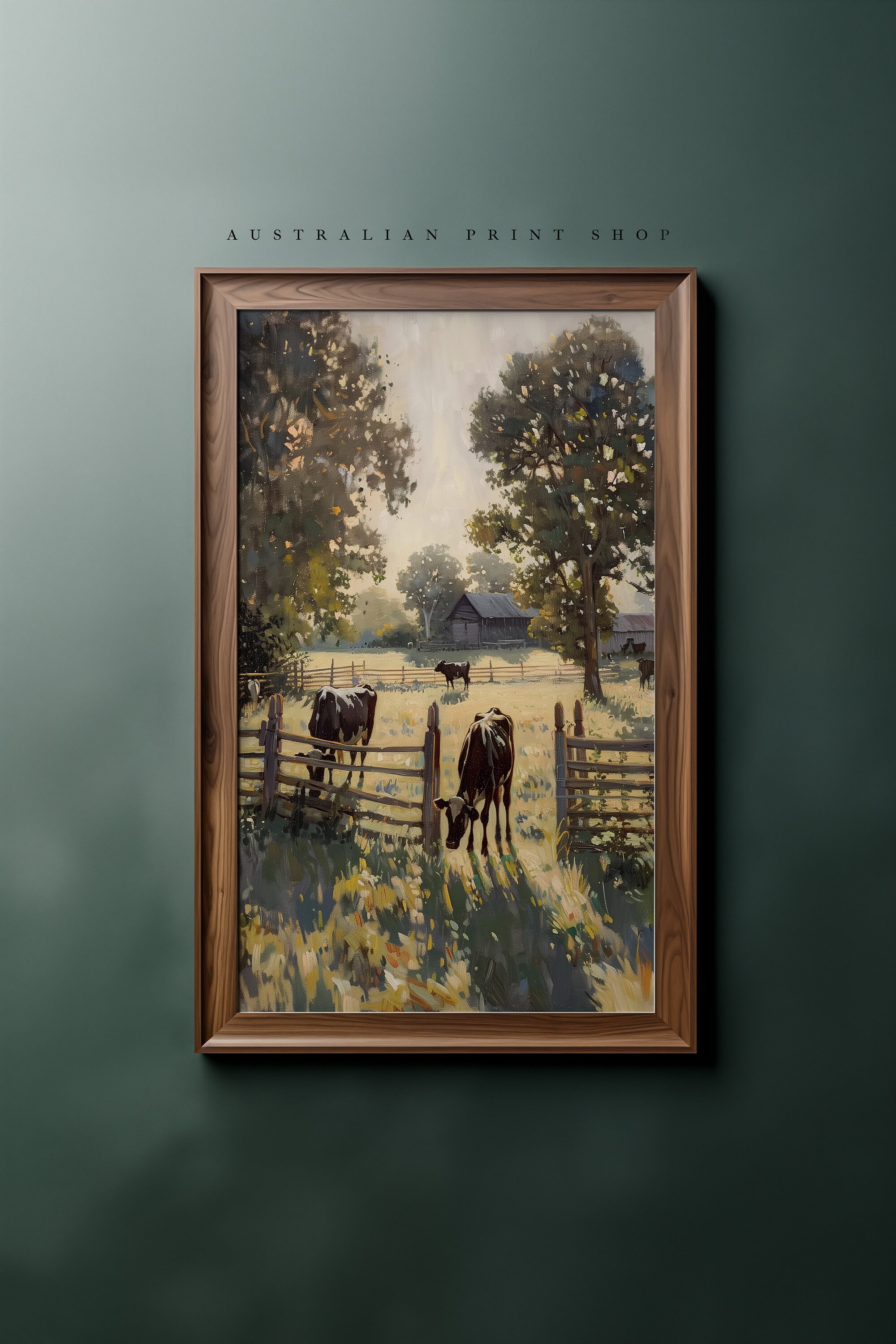 Vintage Country Cows Print Farmhouse Wall Decor Farm Painting Printable ...