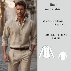 Men's Linen Shirt Sewing Pattern: Vintage Style (S-4XL) (PDF Pattern ...