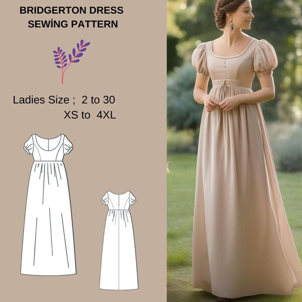 Regency Empire Dress Sewing Pattern - Etsy
