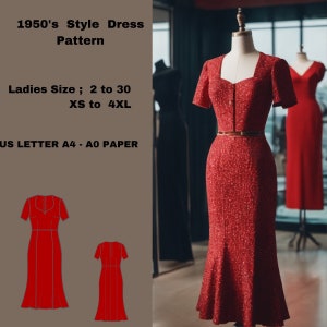 1950s Cocktail Dress Sewing Pattern: Mccalls Vintage Style (PDF Instant ...