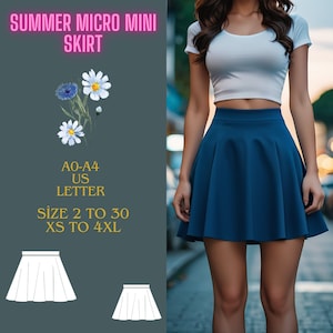 Mikro Mini Skirt Sewing Pattern,tennis Skirt, Summer Mini Skirt, Ladies ...