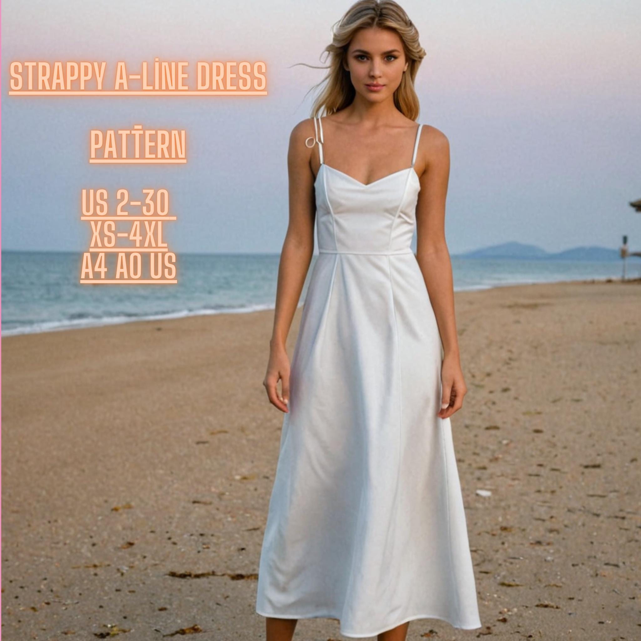 A-line Maxi Strap Dress Sewing Pattern: Evening Gown (XS-4XL) (digital ...