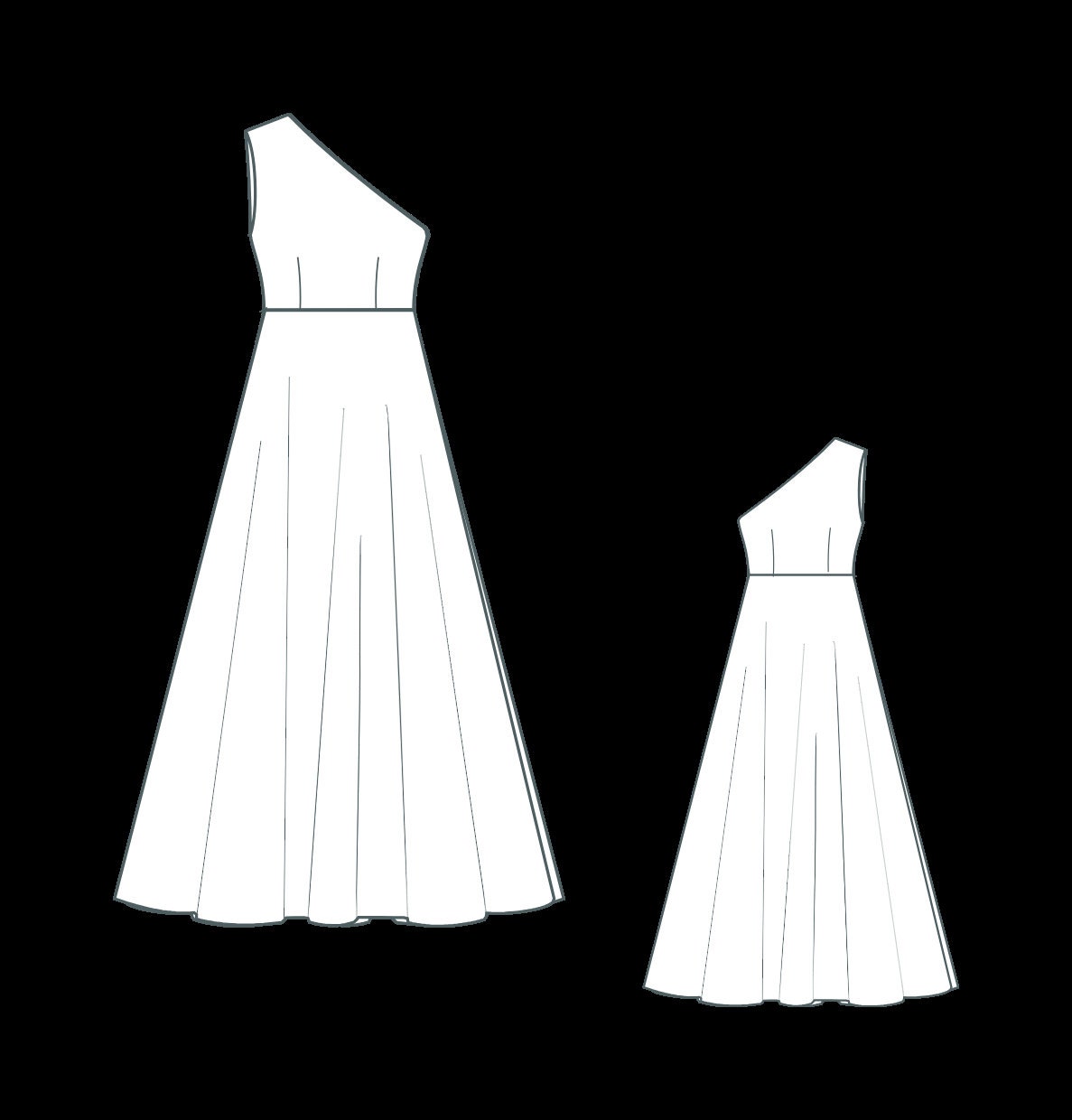 One Shoulder Maxi Dress Sewing Pattern: Ball Gown, XS-4XL (PDF Pattern ...