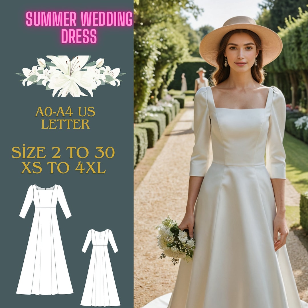 Summer Bridal Gown Sewing Pattern,bridal Gown, Cocktail Dress Pattern ...