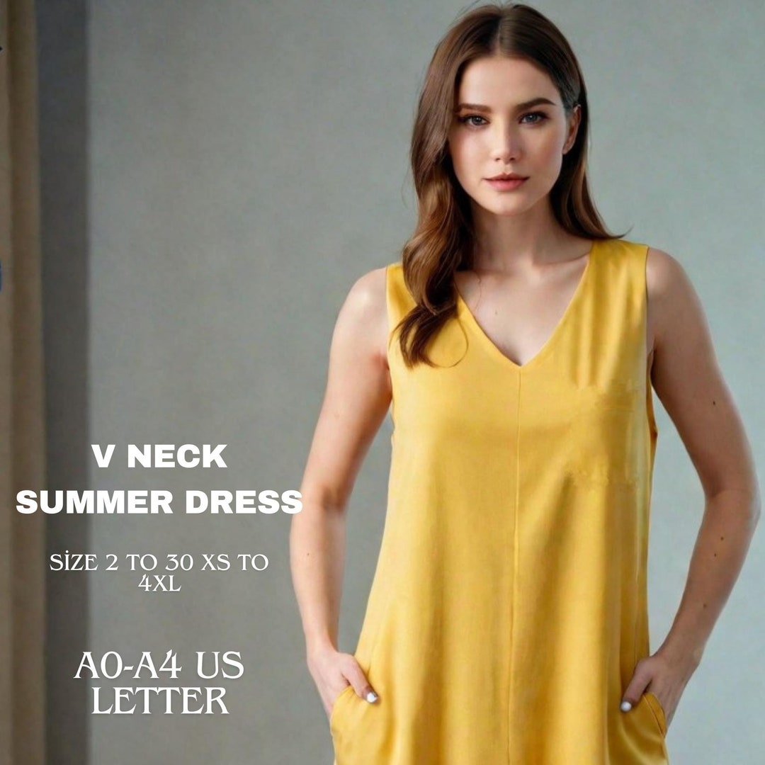 V Neck Dress, Summer Dress Sewing Pattern, A-line Dress Pattern ...