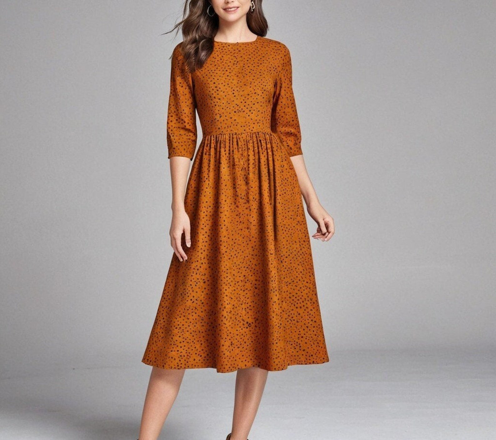 Gathered Midi Smock Dress Sewing Pattern: Boho Cottagecore Style (PDF ...