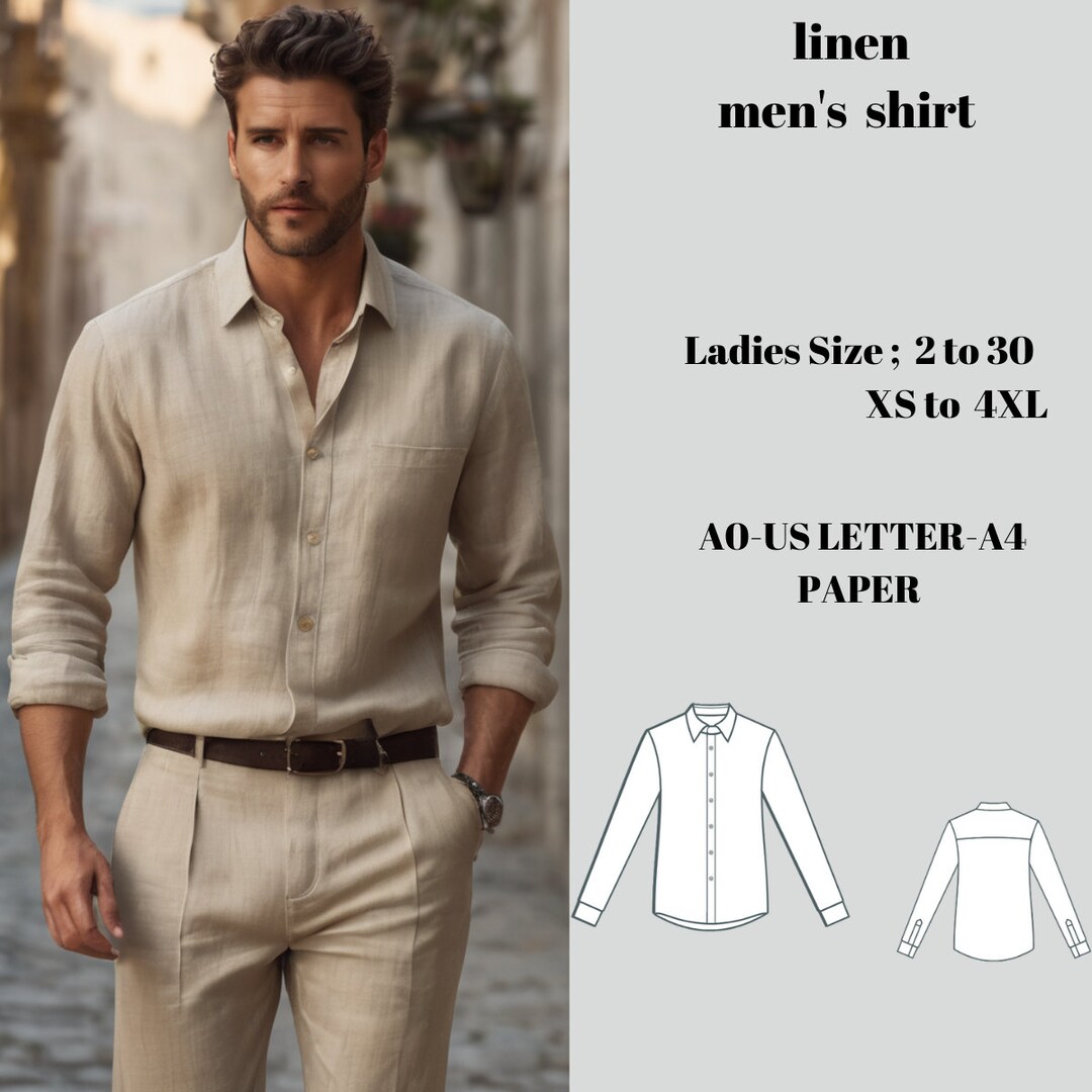 A Linen Men's Shirt, Summer Shirt Sewing Pattern - Etsy